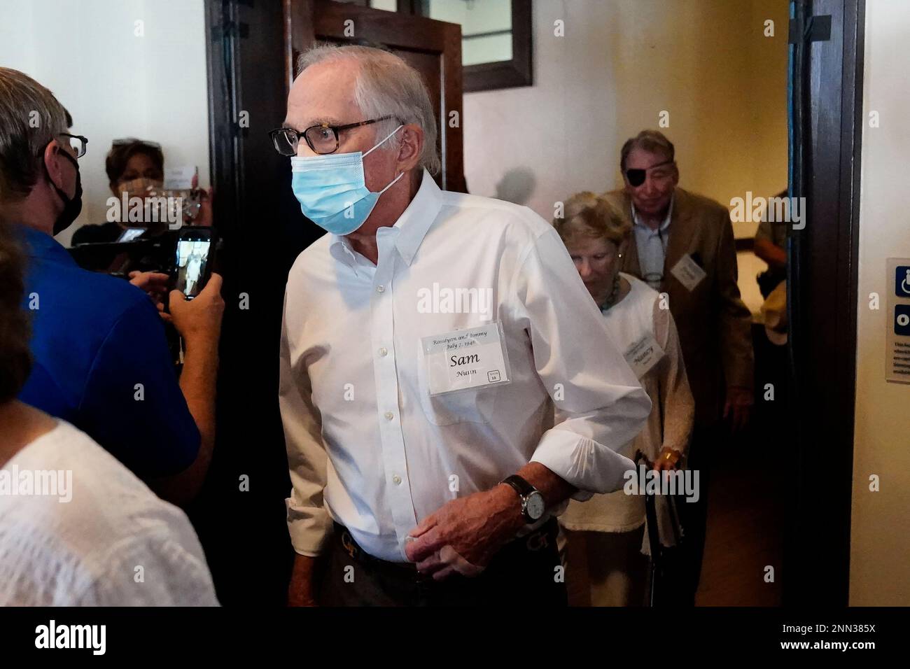 Former Sen. Sam Nunn, D-Ga., arrives for a reception to celebrate the ...
