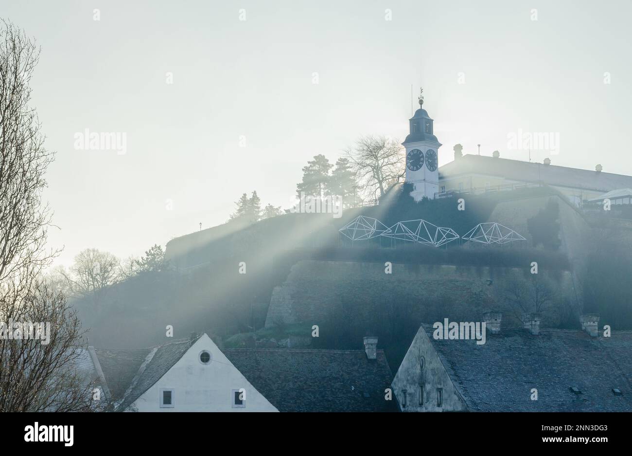 Novi Sad, Serbien. 15. Januar 2023. Die Mauern der Festung Petrovaradin ...