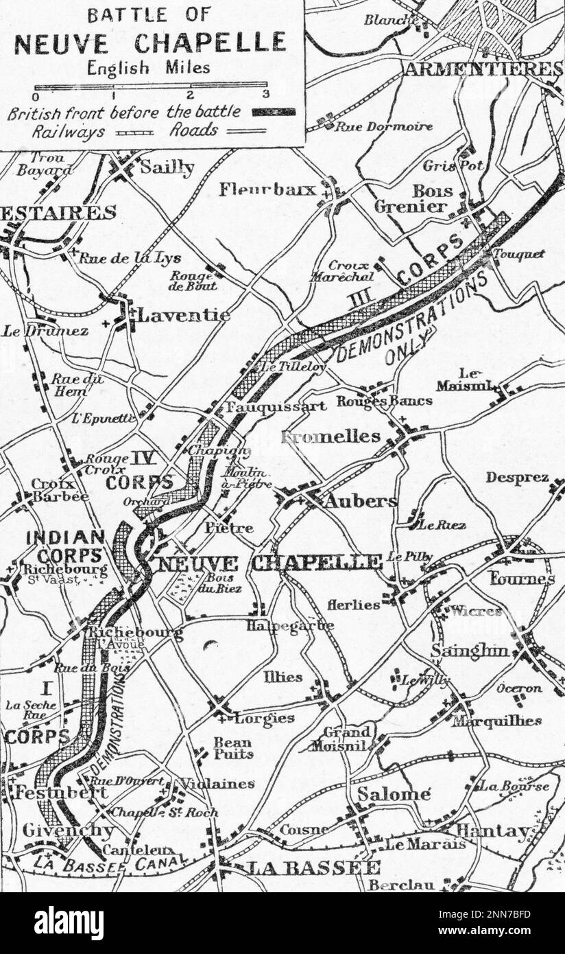 Ein Plan der Schlacht von Neuve Chapelle, c1922. Die Schlacht von Neuve ...