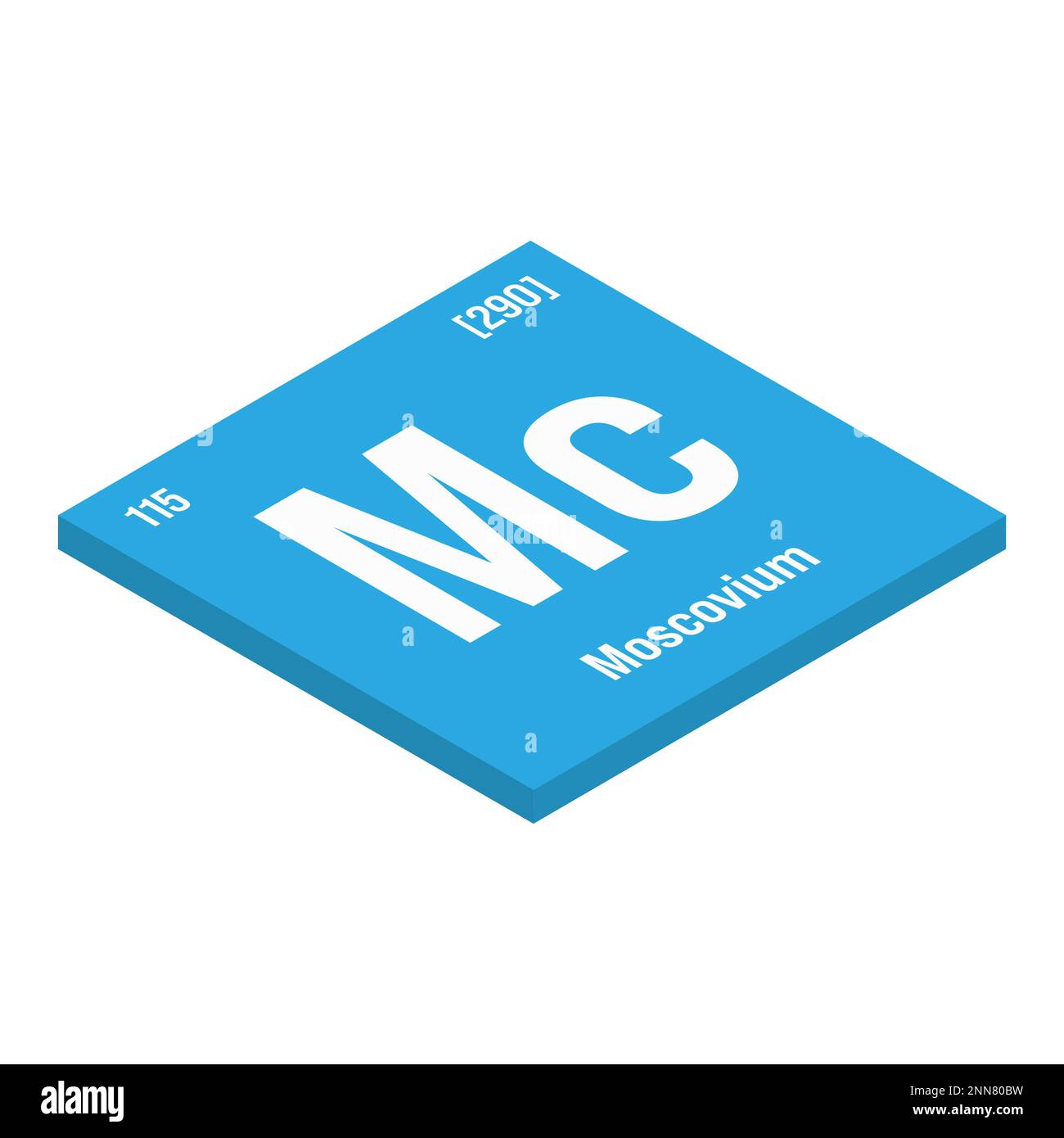 Moscovium, Mc, Periodenelement mit Name, Symbol, Atomzahl und Gewicht ...