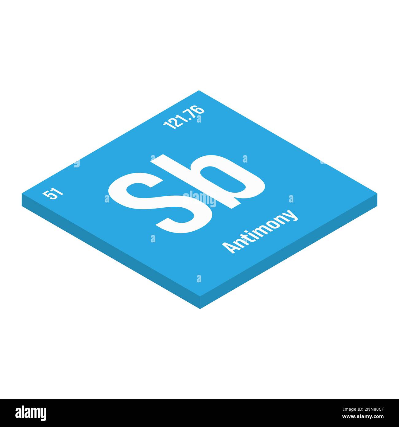 Antimon, SB, Periodenelement mit Name, Symbol, Atomzahl und Gewicht ...