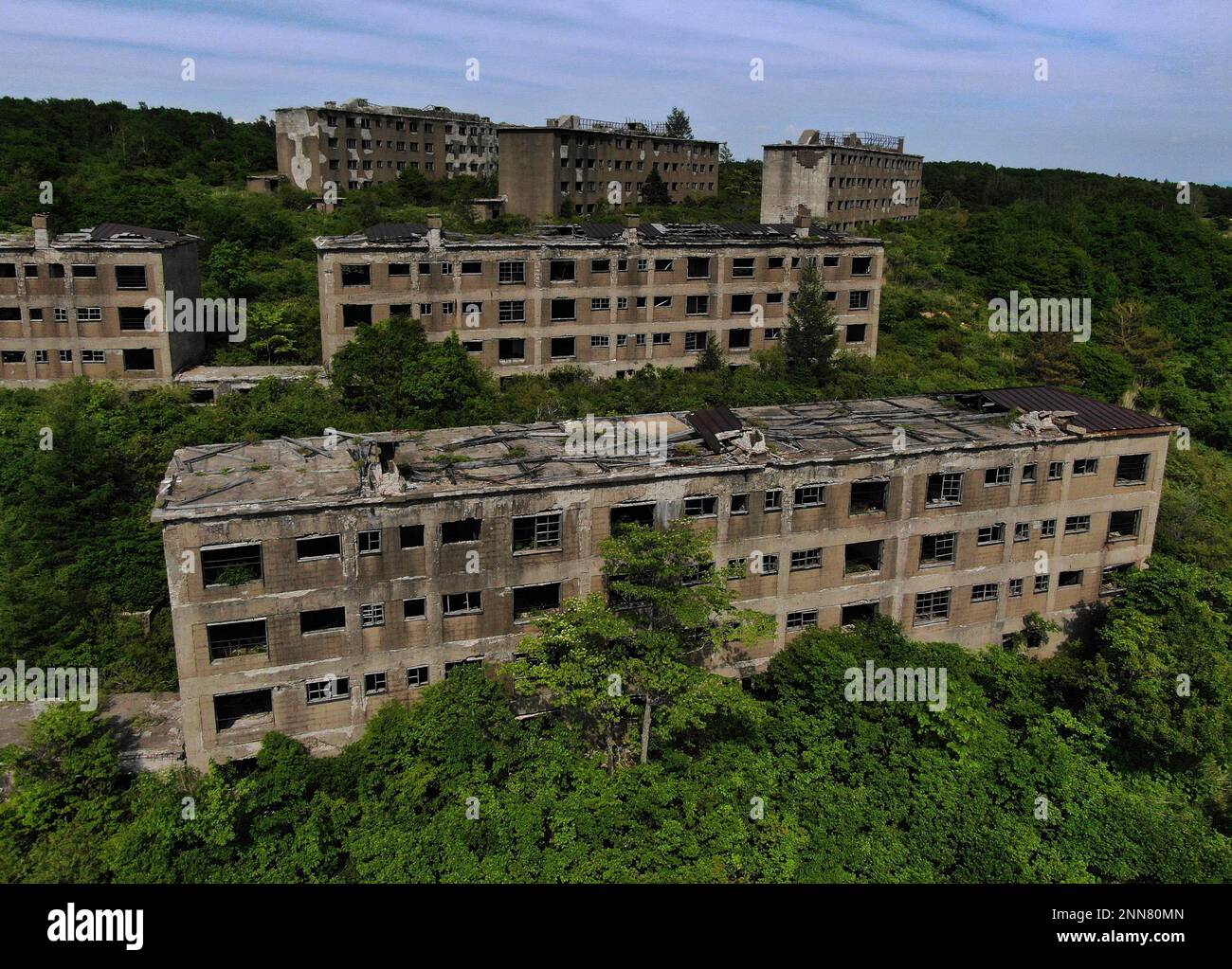 A picture shows Midorigaoka Apartment buildings of Matsuo Mine in ...