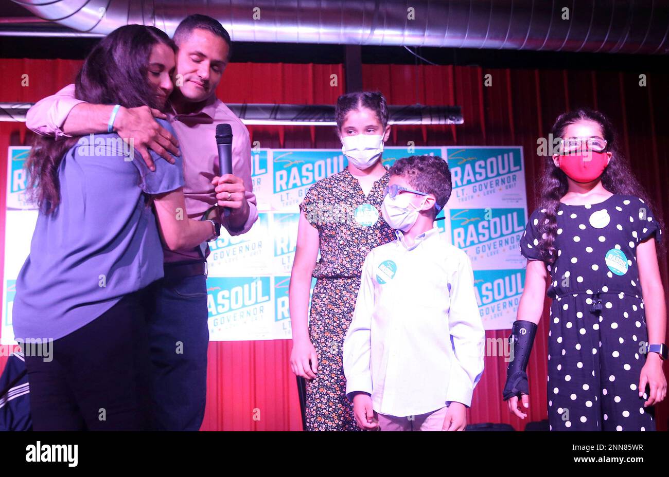 Del. Sam Rasoul D-Roanoke, embraces his wife, Layaly Rasoul, during a ...