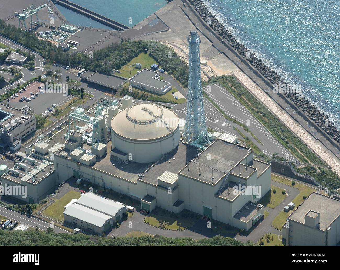 An aerial photo shows MONJU, a fast breeder reactor (FBR), in Tsuruga, Fukui Prefecture on May ...