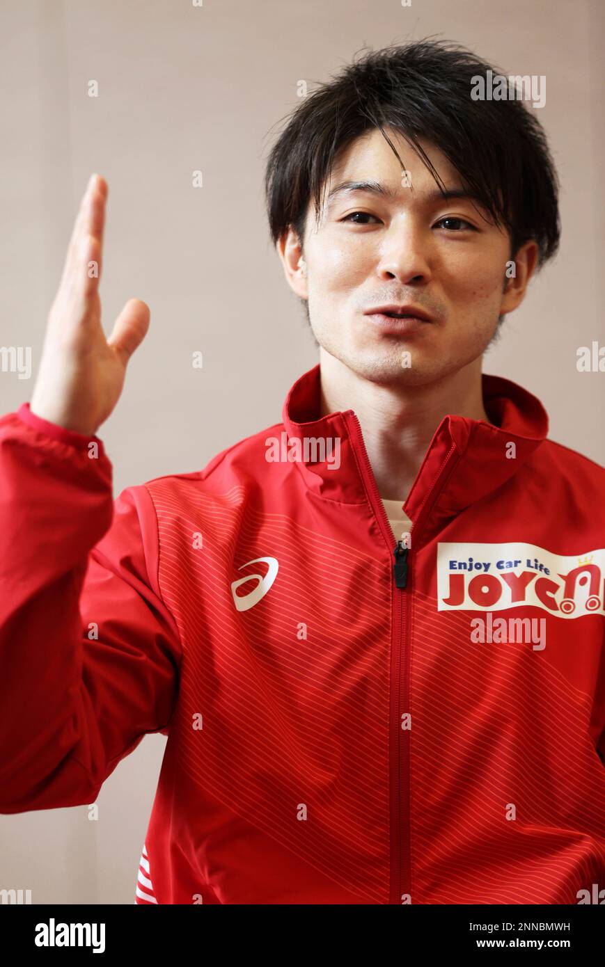 Japanese legendary artistic gymnast Kohei Uchimura speaks during an ...