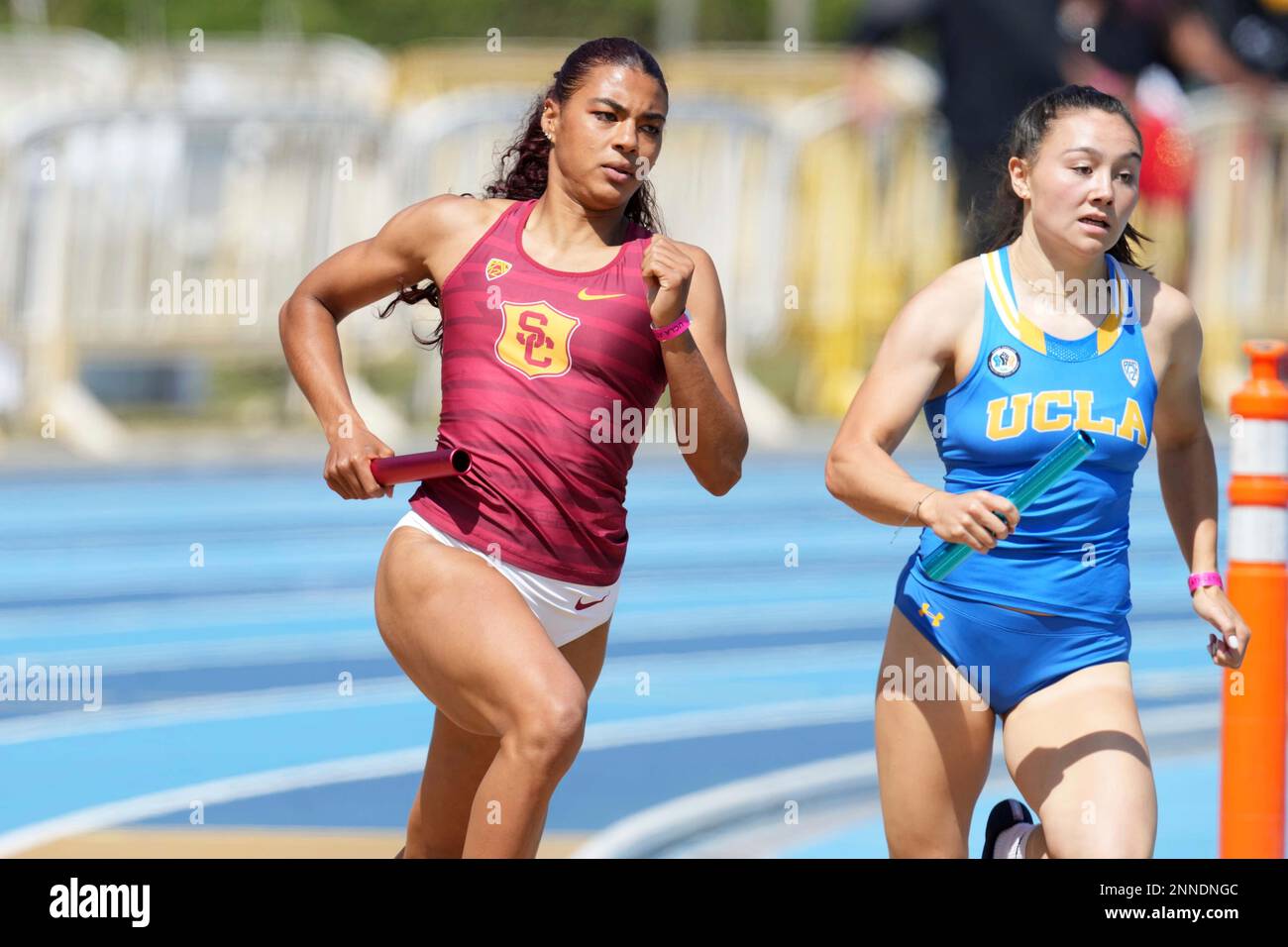Nicole Yeargin of Southern California (left) and Maddy Doane of UCLA ...
