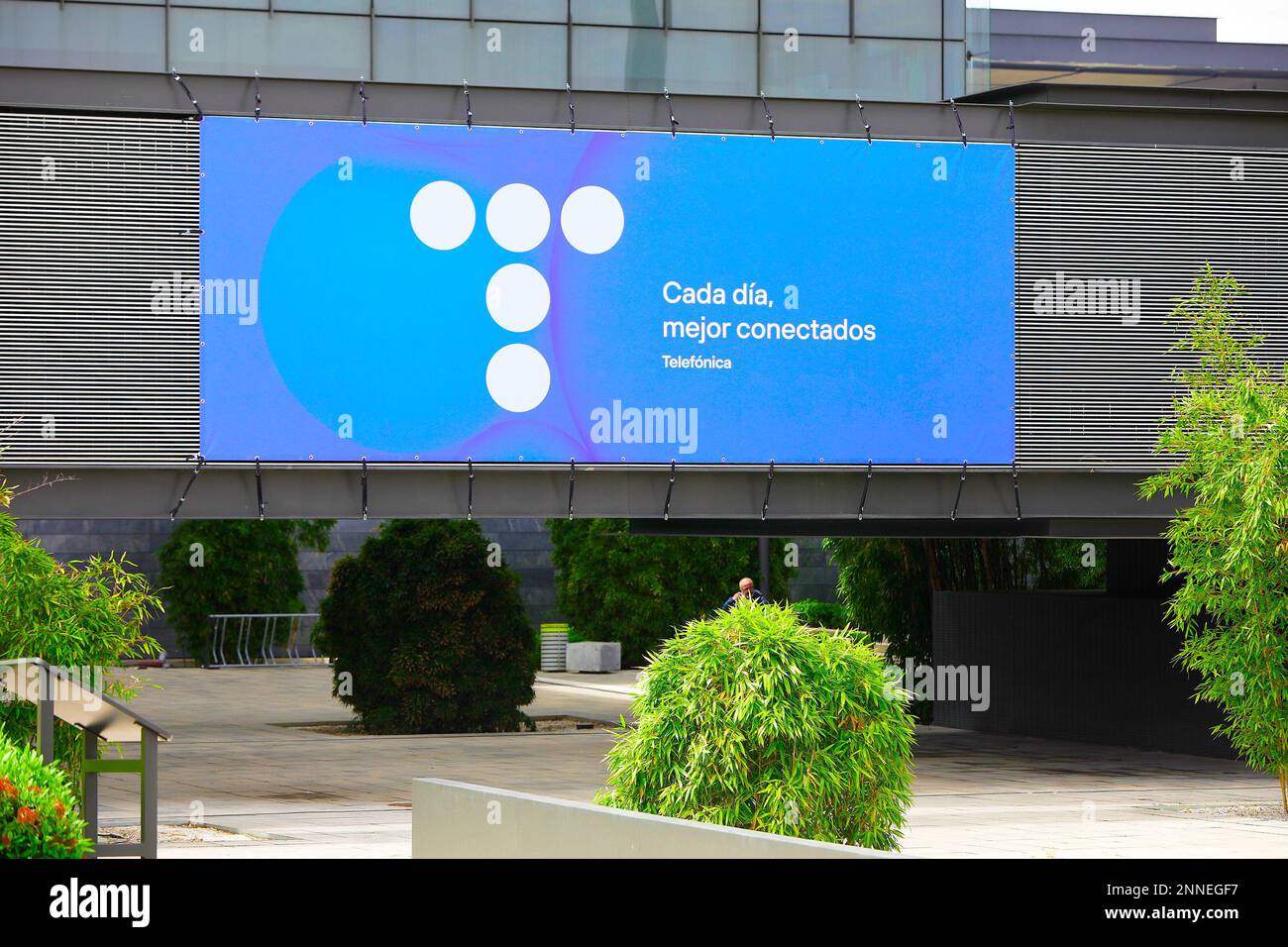 Telefónica's headquarters building, on 27 April 2021, in Madrid, Spain ...