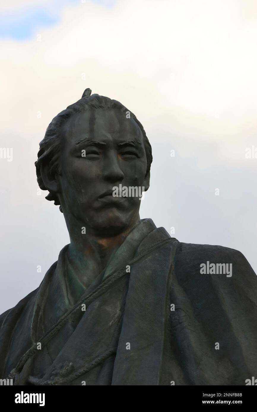 A state of Ryoma Sakamoto stands at Yusuhara Park in Kochi Prefecture ...