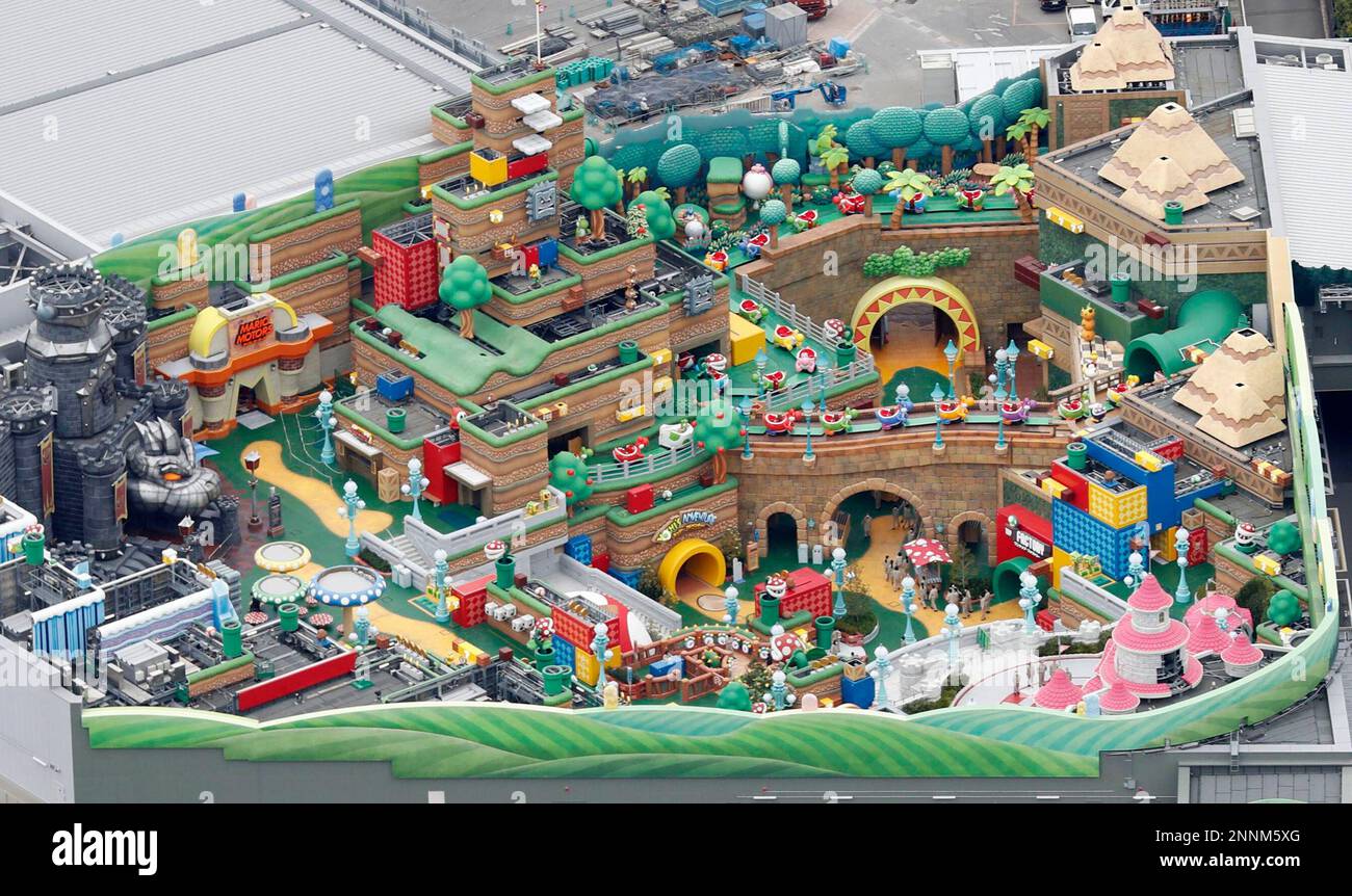 This aerial photo shows "Super Nintendo World," the new attraction ...