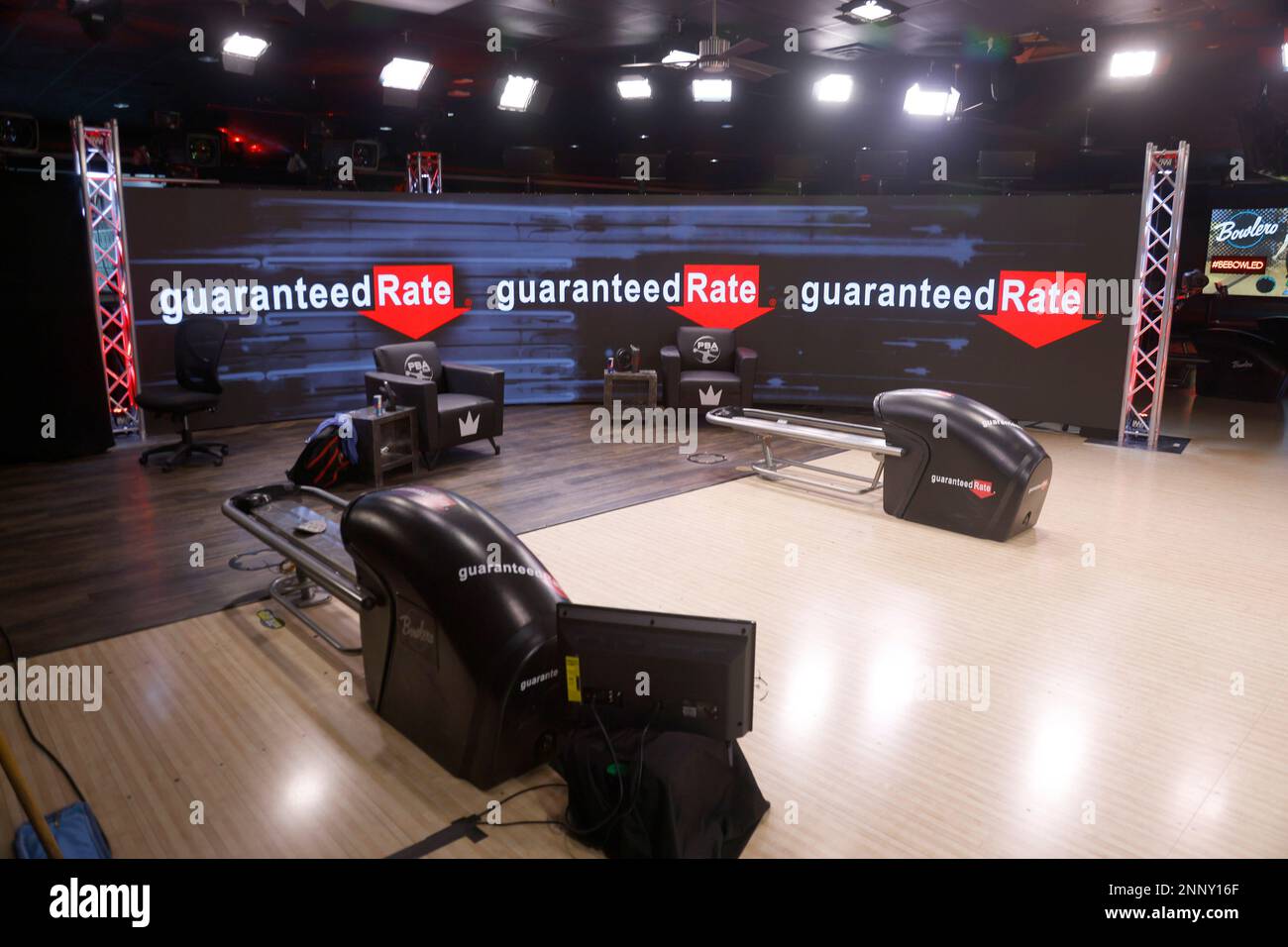 A view of the television setup for the PBA Tour Central Regional Finals ...