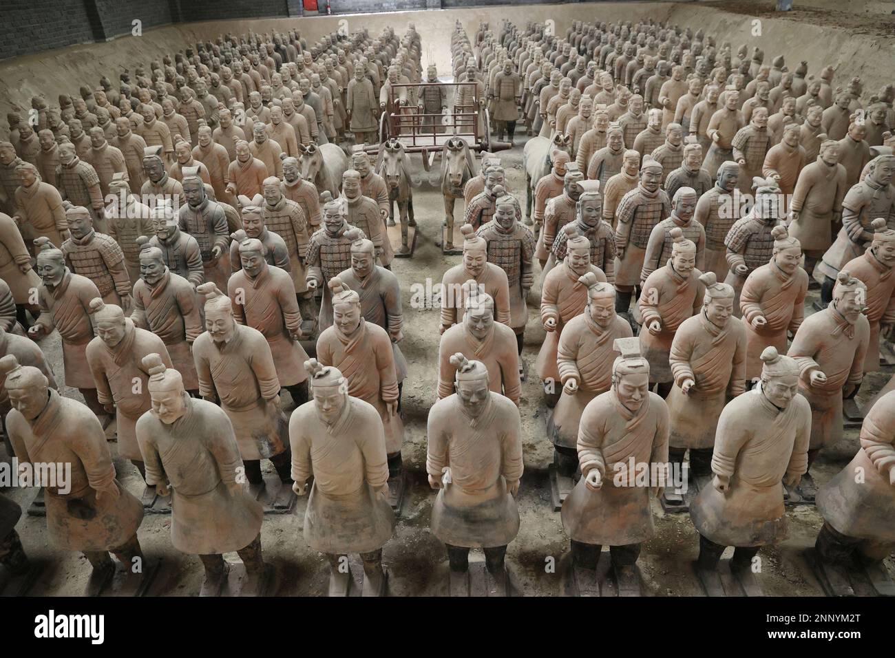 Replicas of terracotta armies of Shin pictured at Taiyo Park in Himeji ...