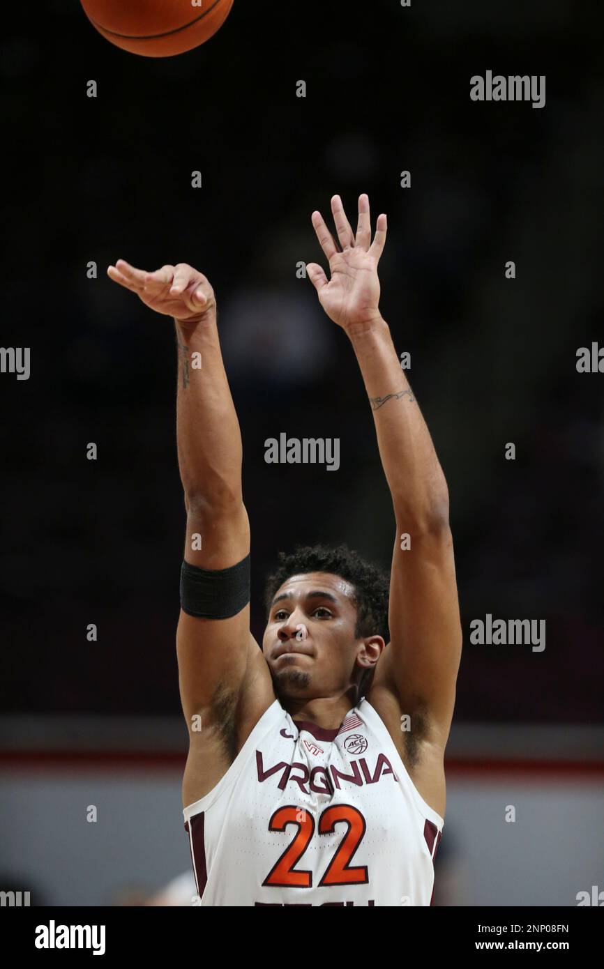 Virginia Tech's Keve Aluma (22) shoots a foul shot during the second ...
