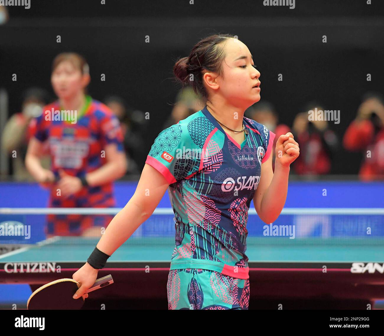 Japanese table tennis player Mima Ito reacts during the semifinal match ...