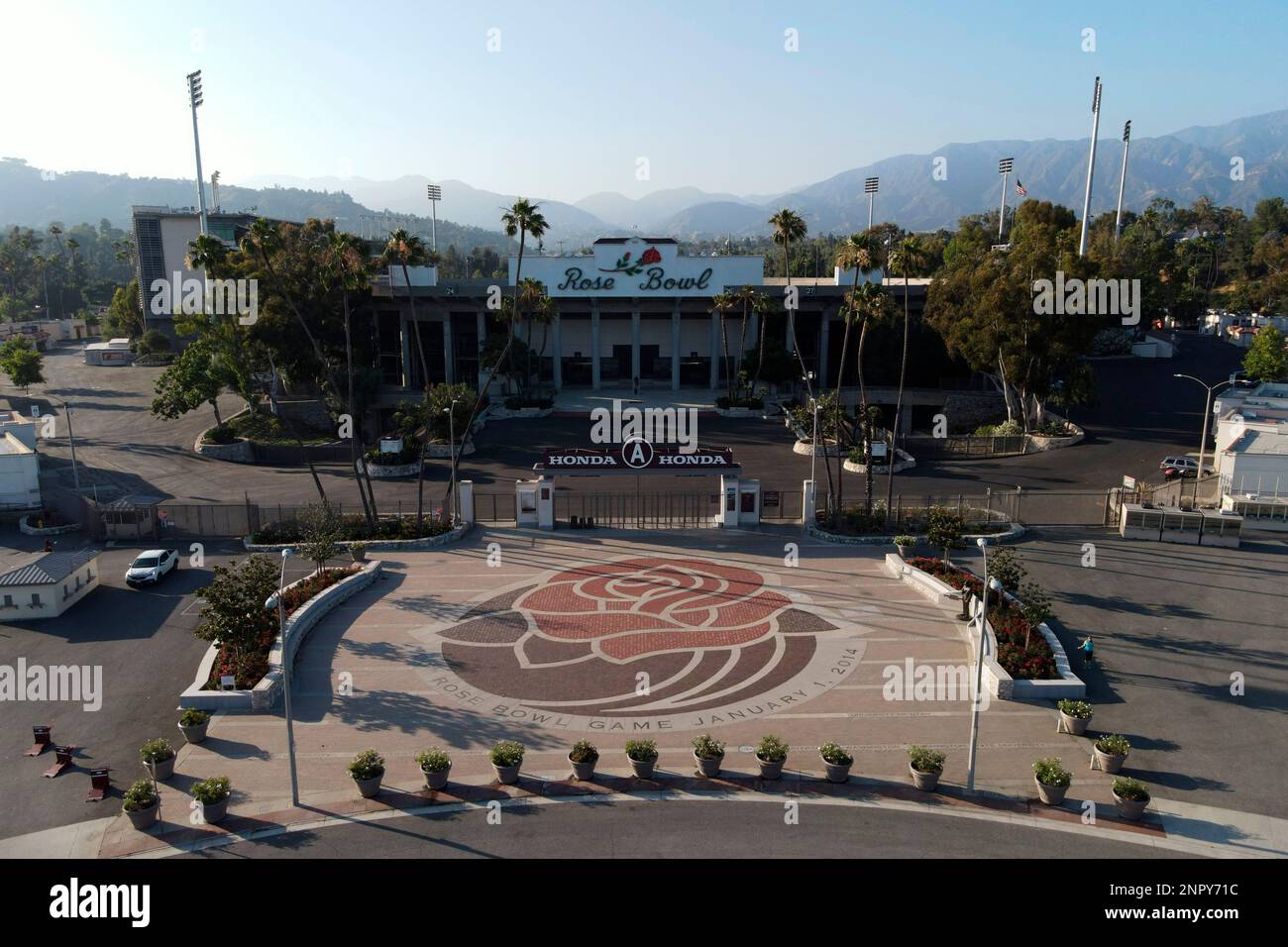 A general view of the Rose Bowl Stadium, Tuesday, June 16, 2020, amid ...