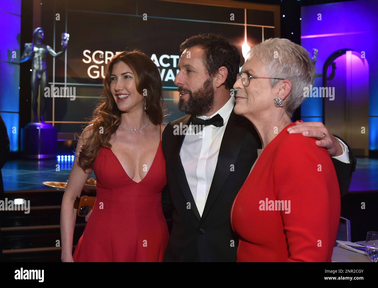 Jackie Sandler, from left, Adam Sandler and Jamie Lee Curtis attend the ...