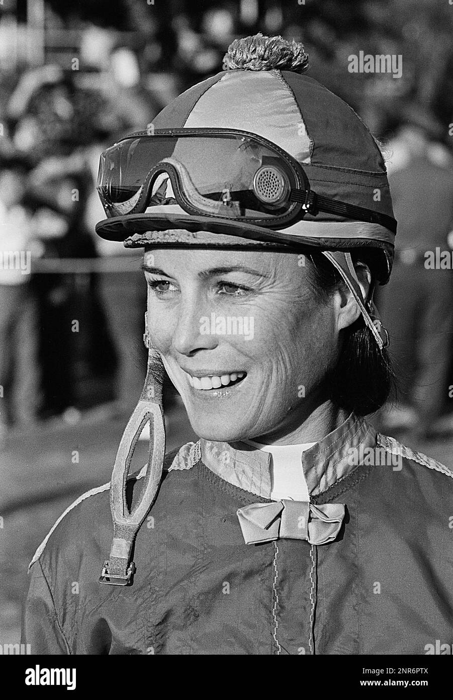 Jockey Robyn Smith after a horse race at Santa Anita Race Track in ...