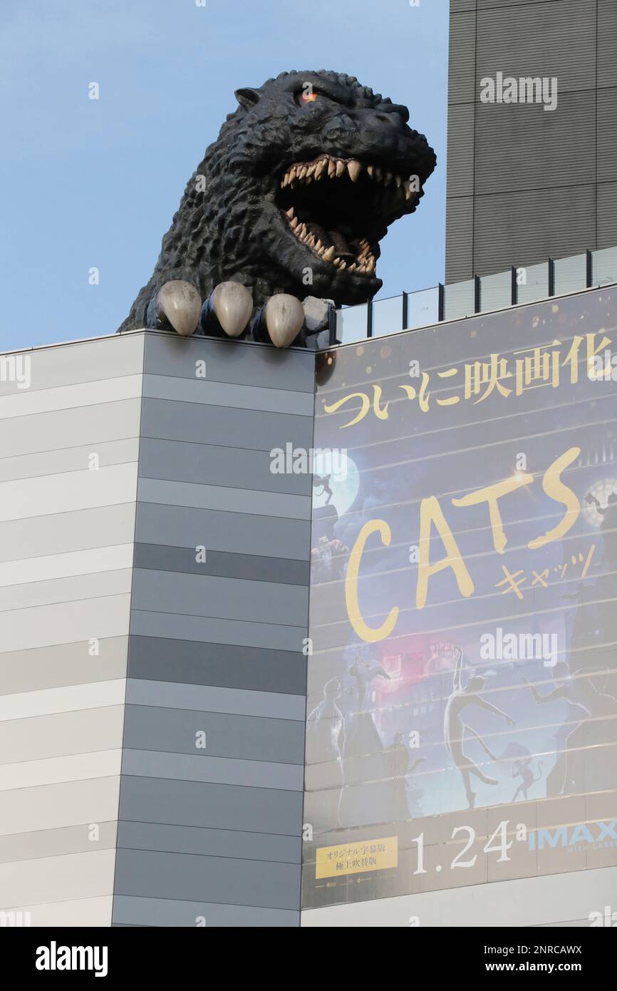 A life-sized Godzilla appears at Kabukichō in Shinjuku Ward, Tokyo on ...