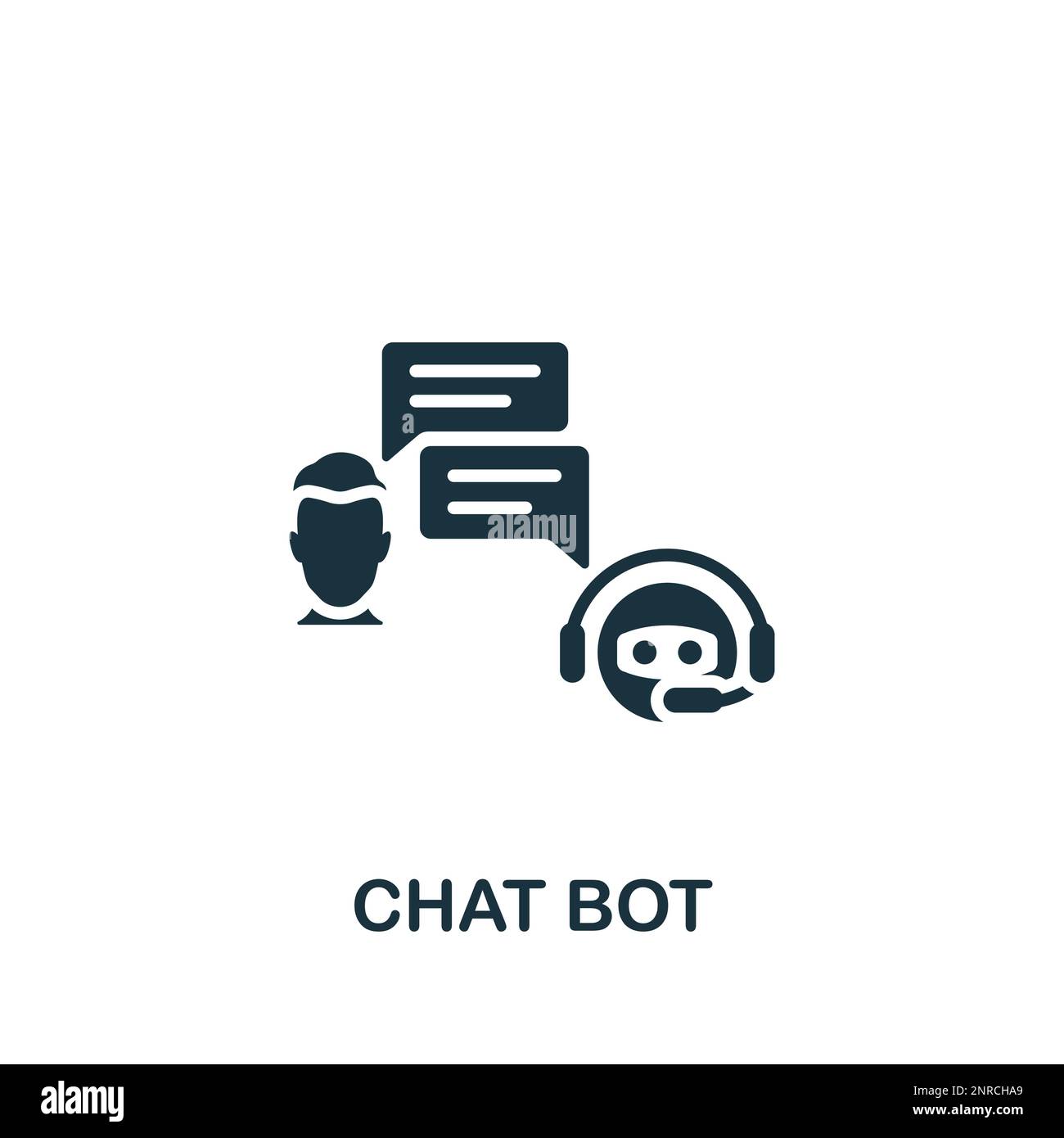 Chat bot-Symbol. Monochromes einfaches Zeichen aus der Sprachsammlung ...