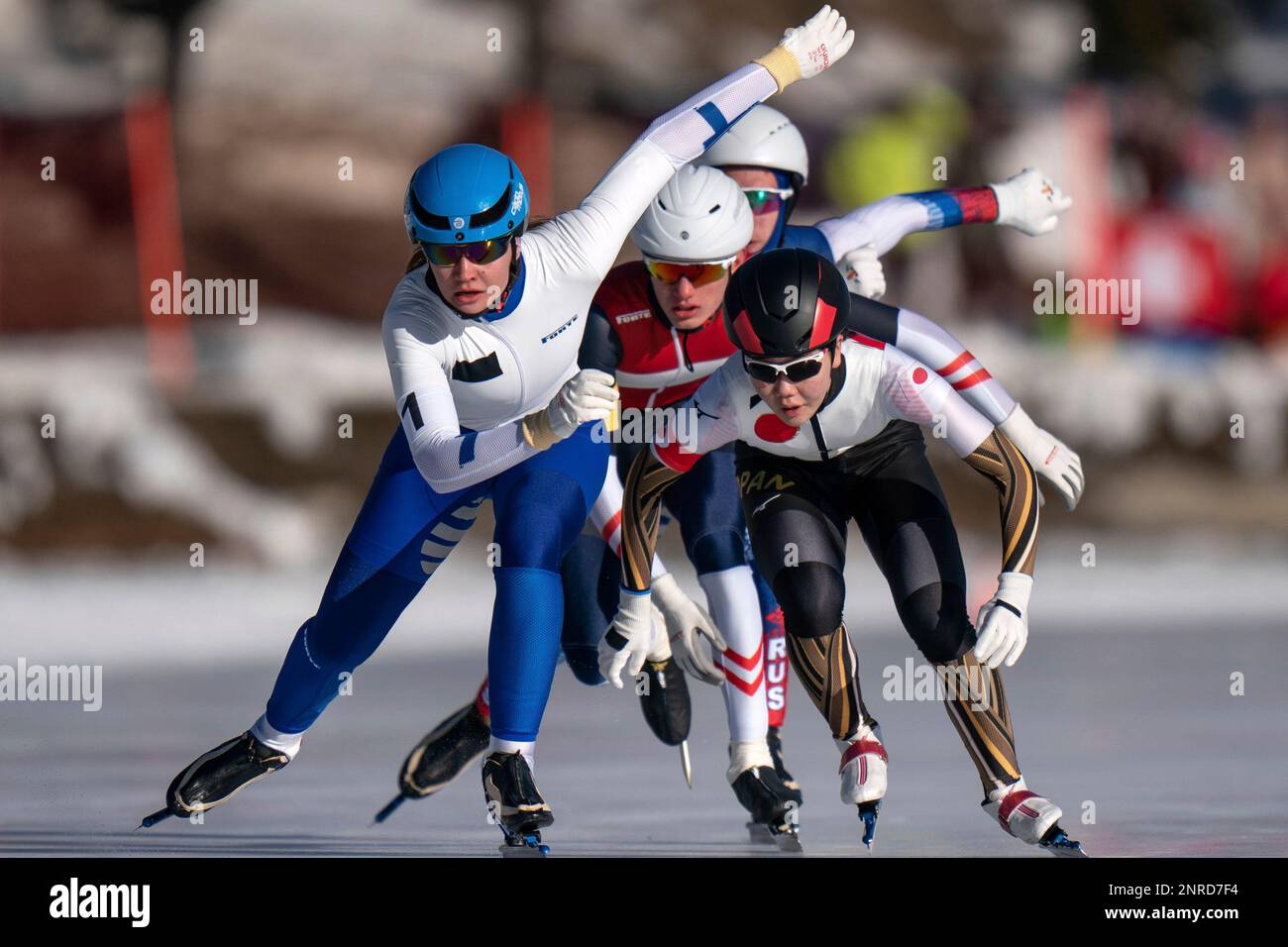 Sini Siro, of Finland, left, and Yukino Yoshida, of Japan, right, lead ...