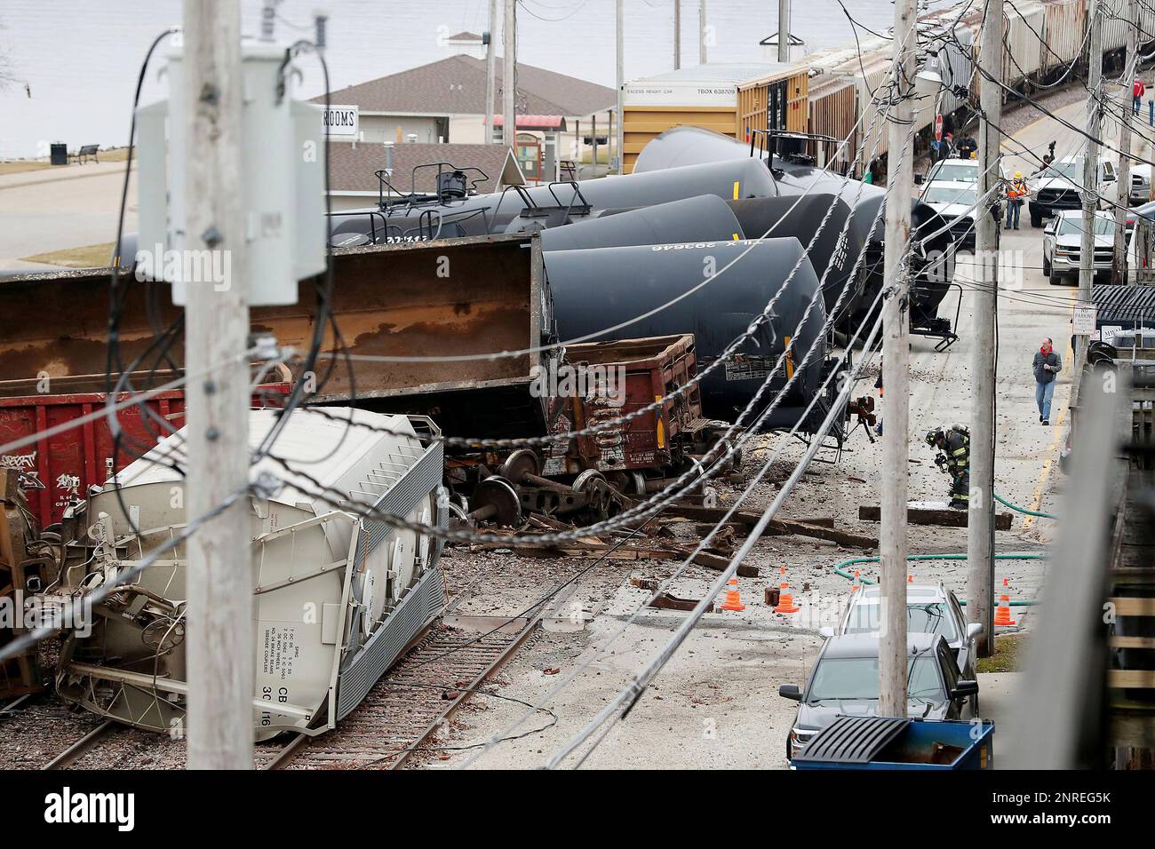 Emergency crews responded to a train derailment that sent at least a ...