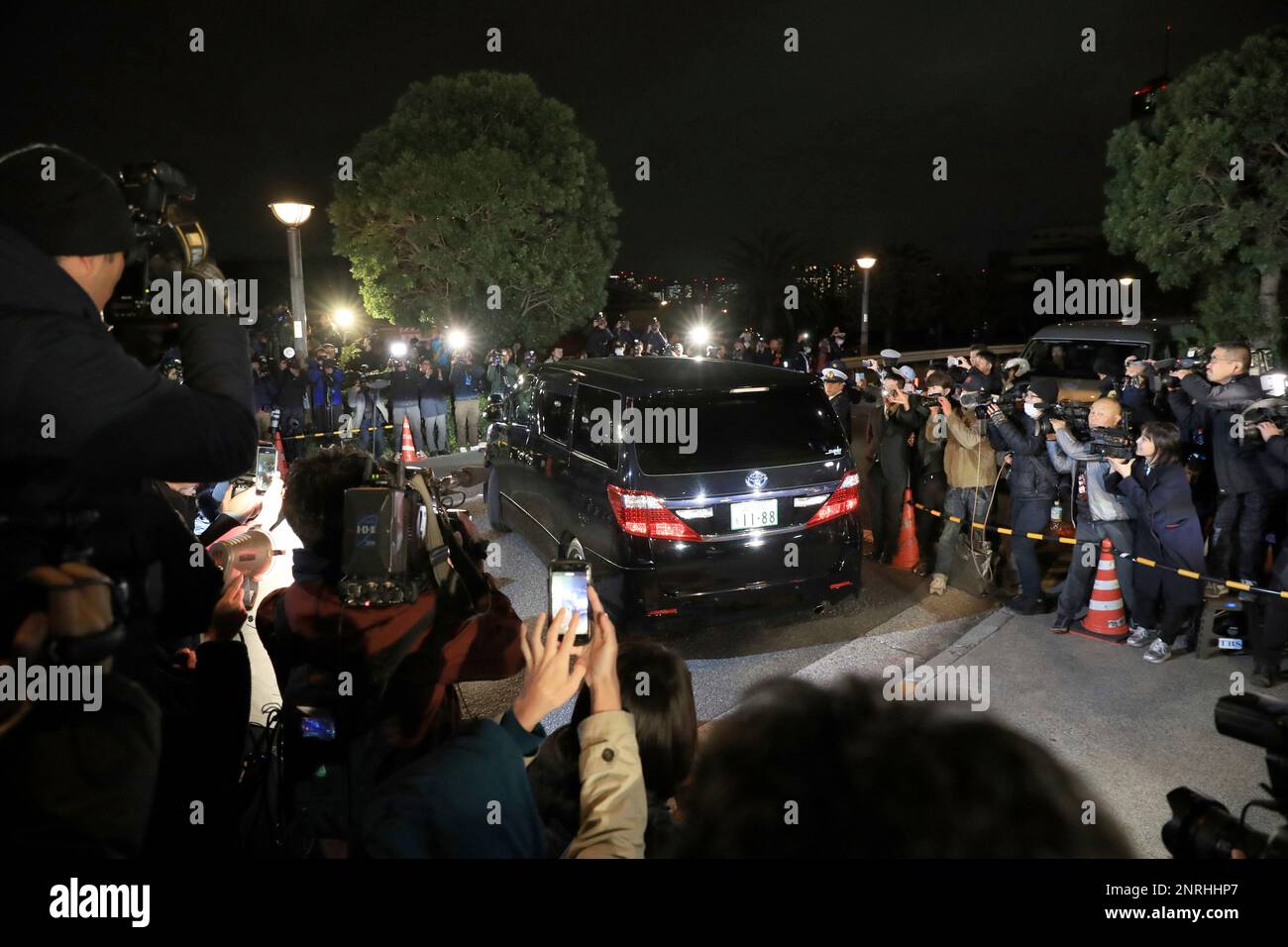 A vehicle carrying Japanese actress Erika Sawajiri, leaves from Tokyo ...