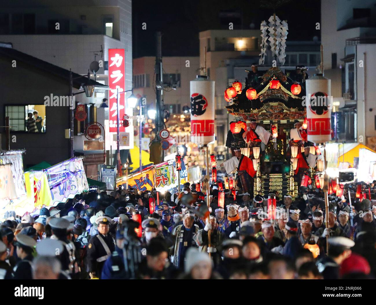 Chichibu Festival's Yataijyoji floats go through the street of Chichibu ...