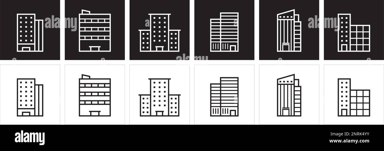 Ein Satz von Symbolvektoren für lineare Gebäude. Symbole des ...