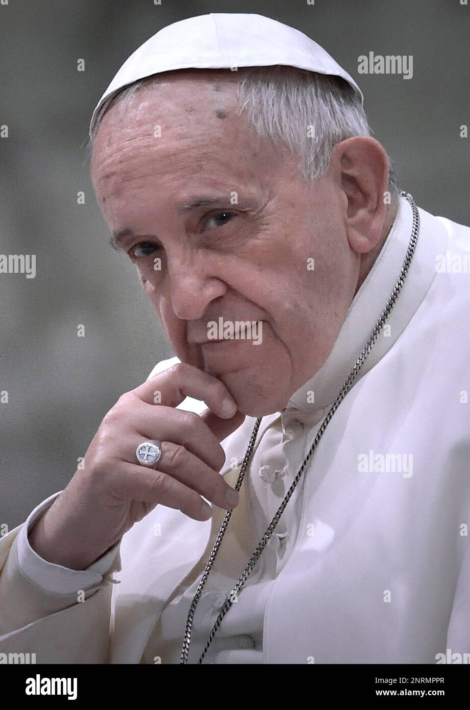 13. März 2023 markiert 10 Jahre Papst Franziskus. Auf dem Bild : Papst ...