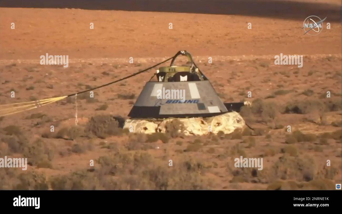 In this image made from a video provided by NASA the Starliner capsule ...