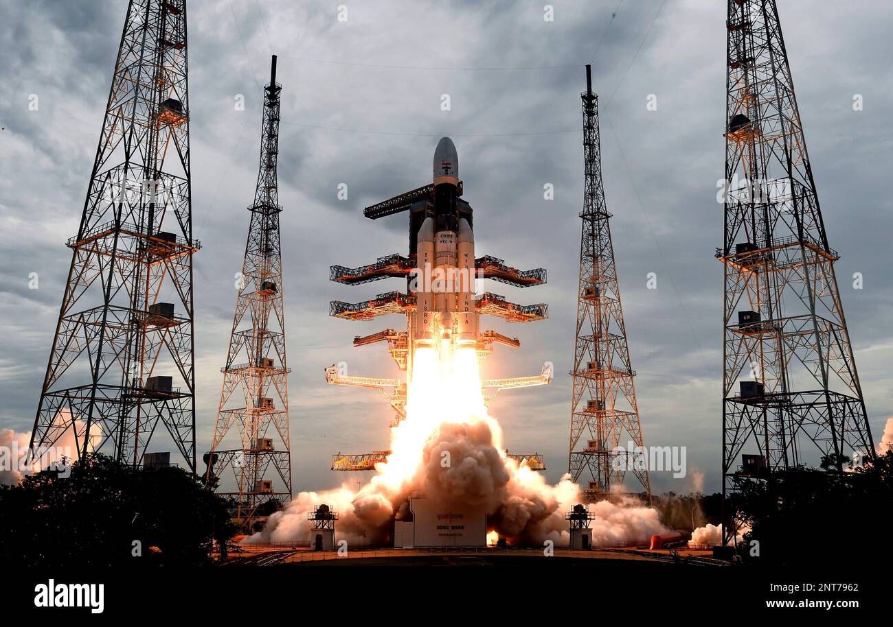 This July 22, 2019, photo released by the Indian Space Research ...