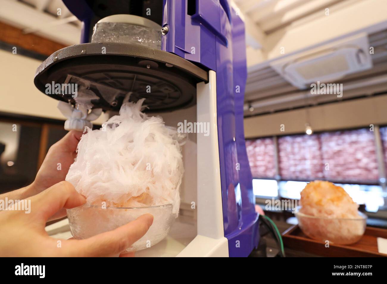 A photo shows ice shavings in Kashiwa City, Chiba Prefecture on July 18 ...