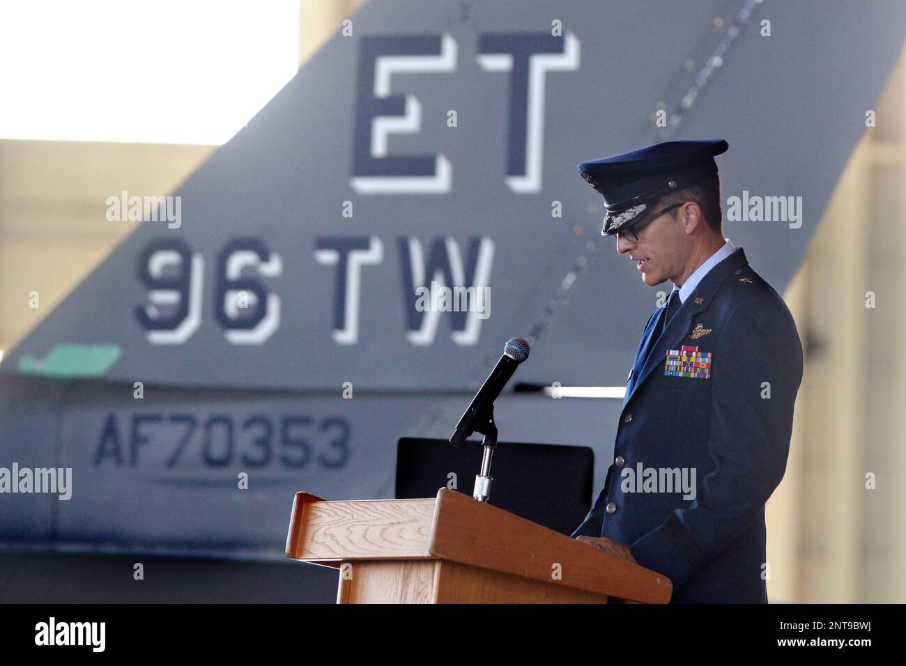 Brig. Gen. Scott Cain speaks during a change of command ceremony for ...