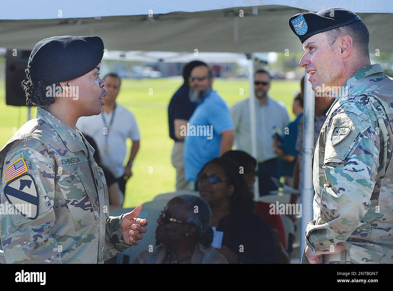 Lt. Col. Alicia Johnson, left, the incoming Yuma Test Center commander ...