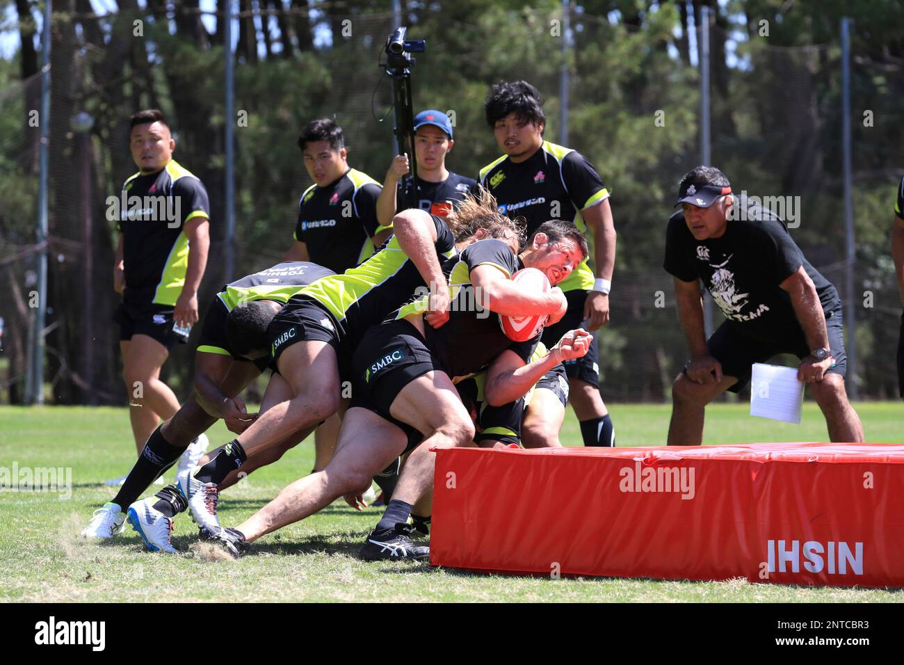 Japanese Rugby national team players attend the practice session as ...