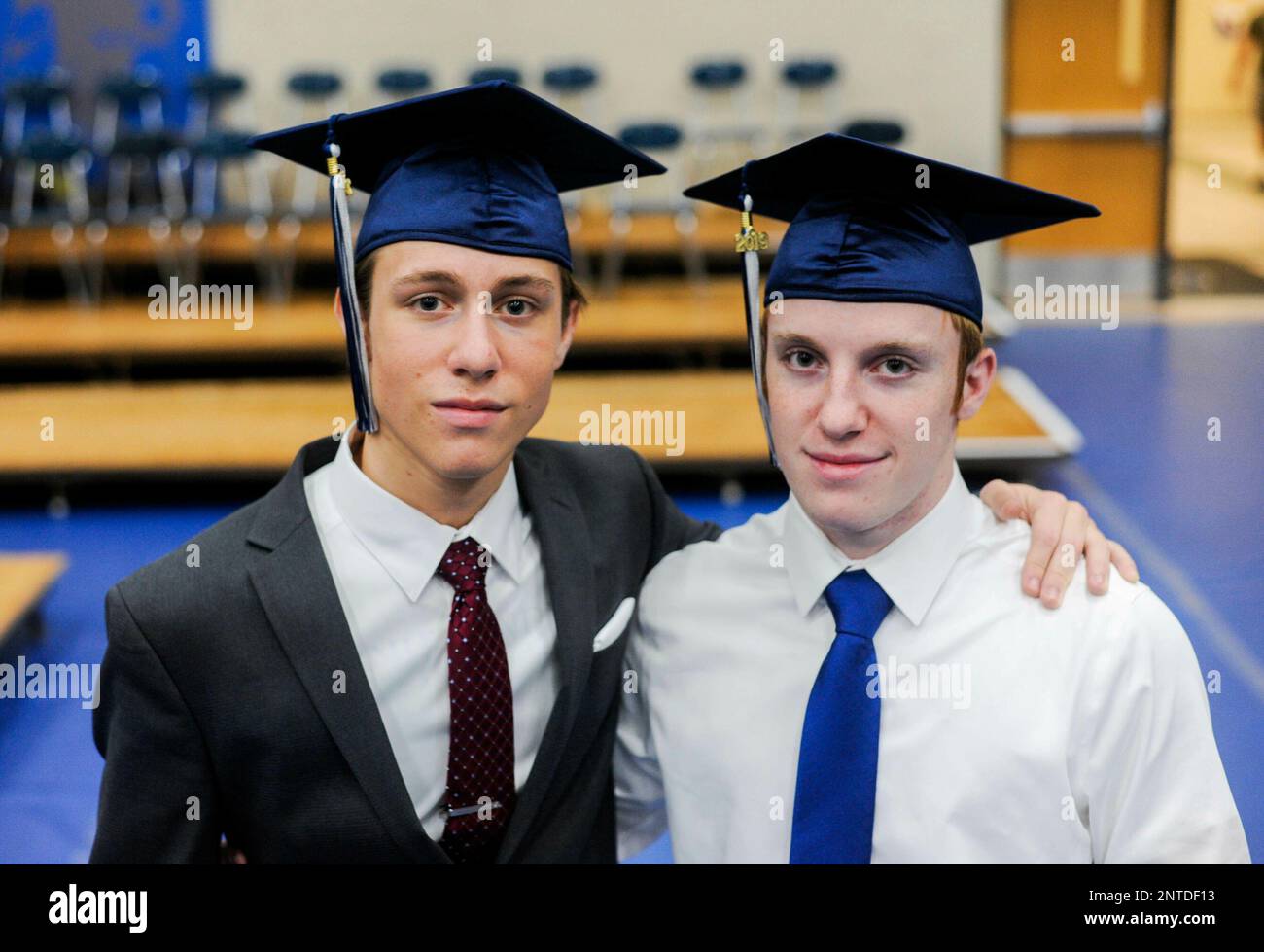 In this Friday, May 31, 2019 photo, fraternal twins Connor Bagby, left ...