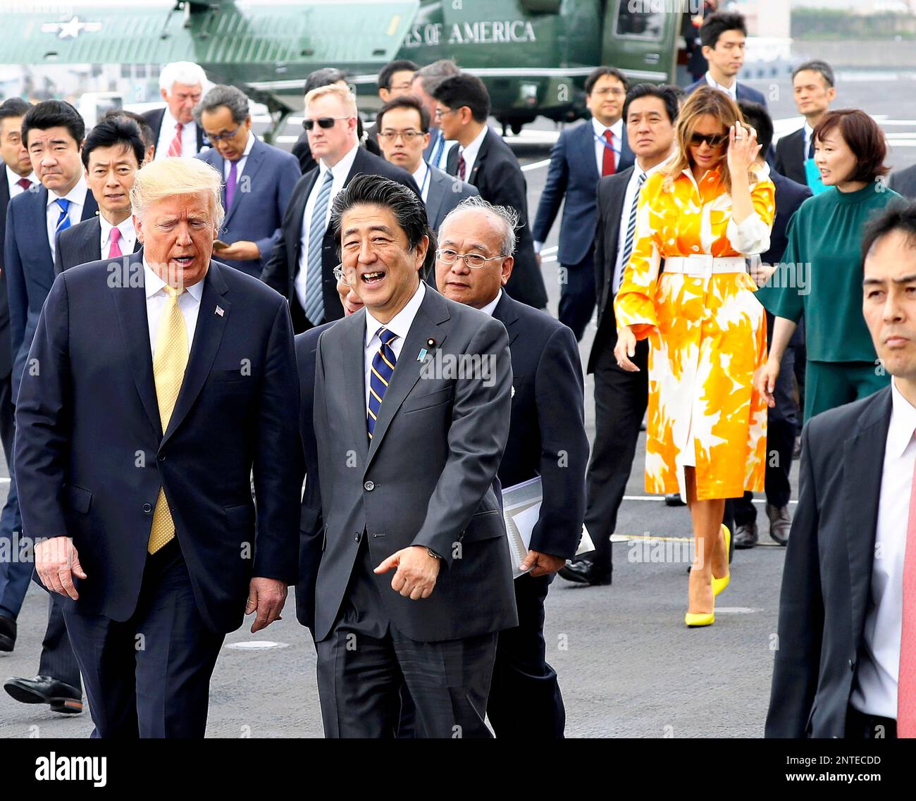 U.S. President Donald Trump, his wife Melania, Japan's Prime Minister ...