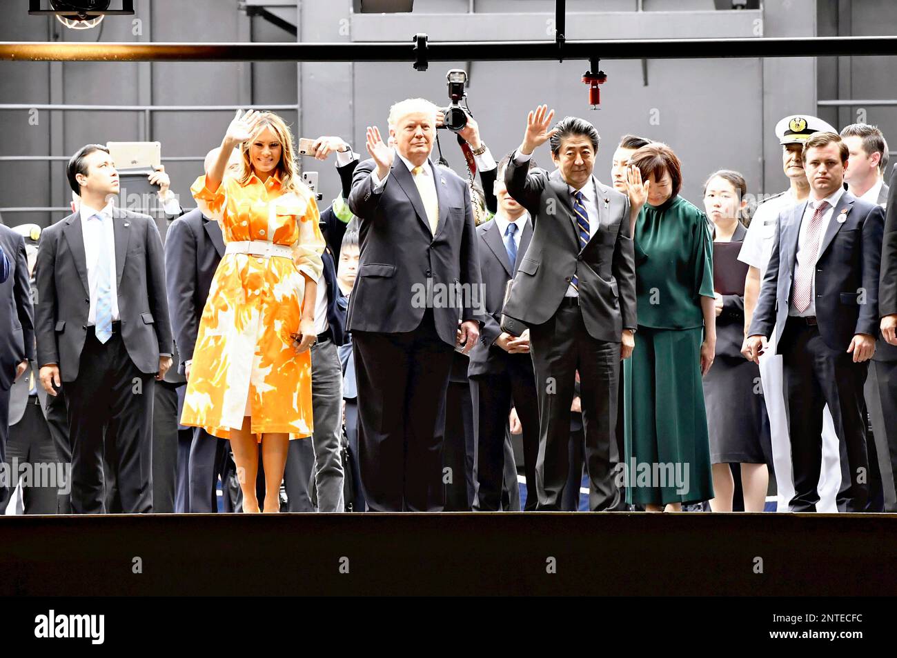 U.S. President Donald Trump, his wife Melania, Japan's Prime Minister ...