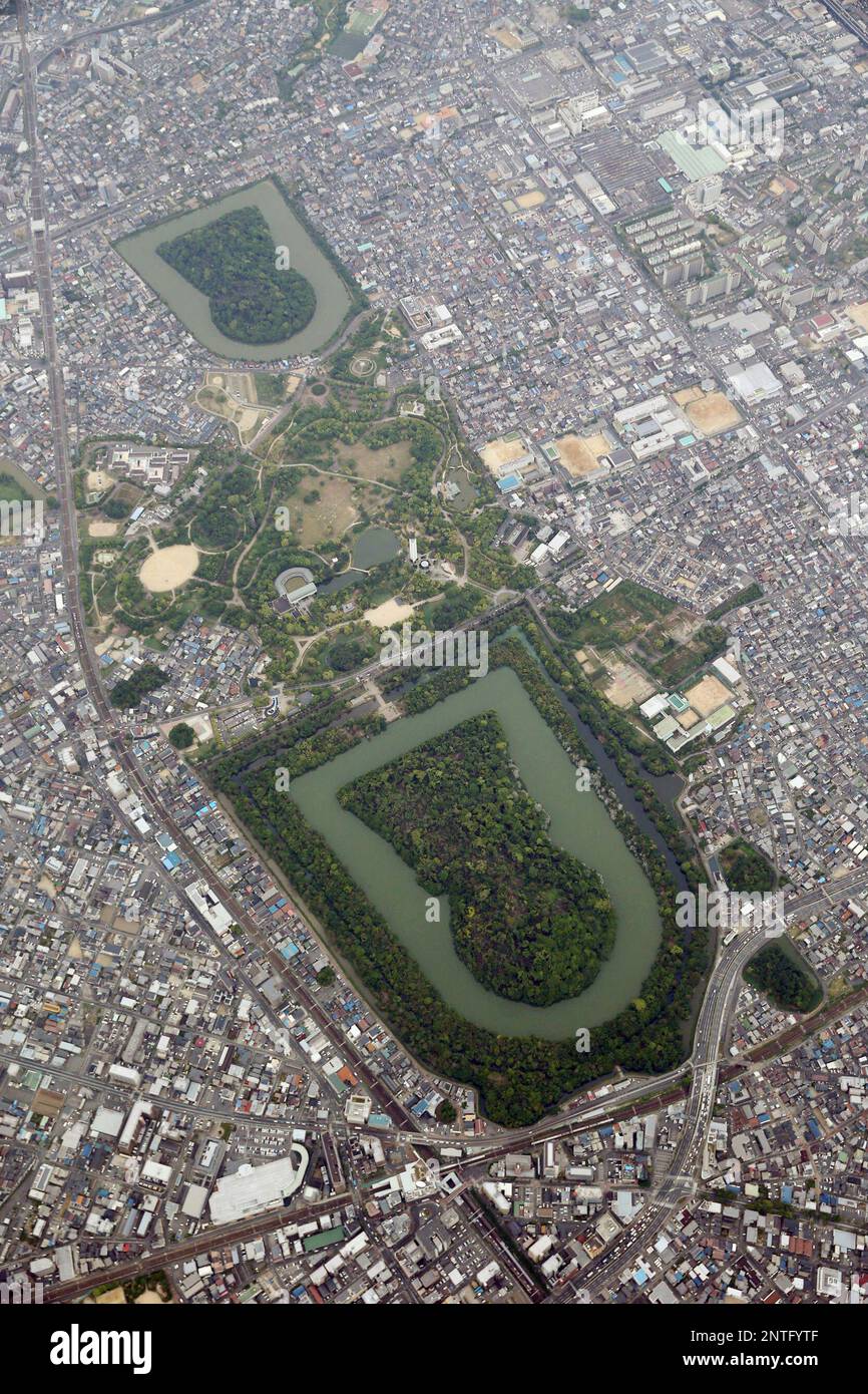 An aerial photo shows the mausoleum that is believed to be Emperor ...