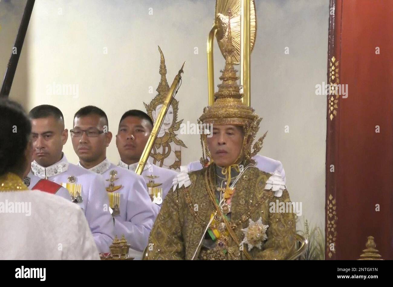 In this image made from the video, Thailand’s King Maha Vajiralongkorn ...
