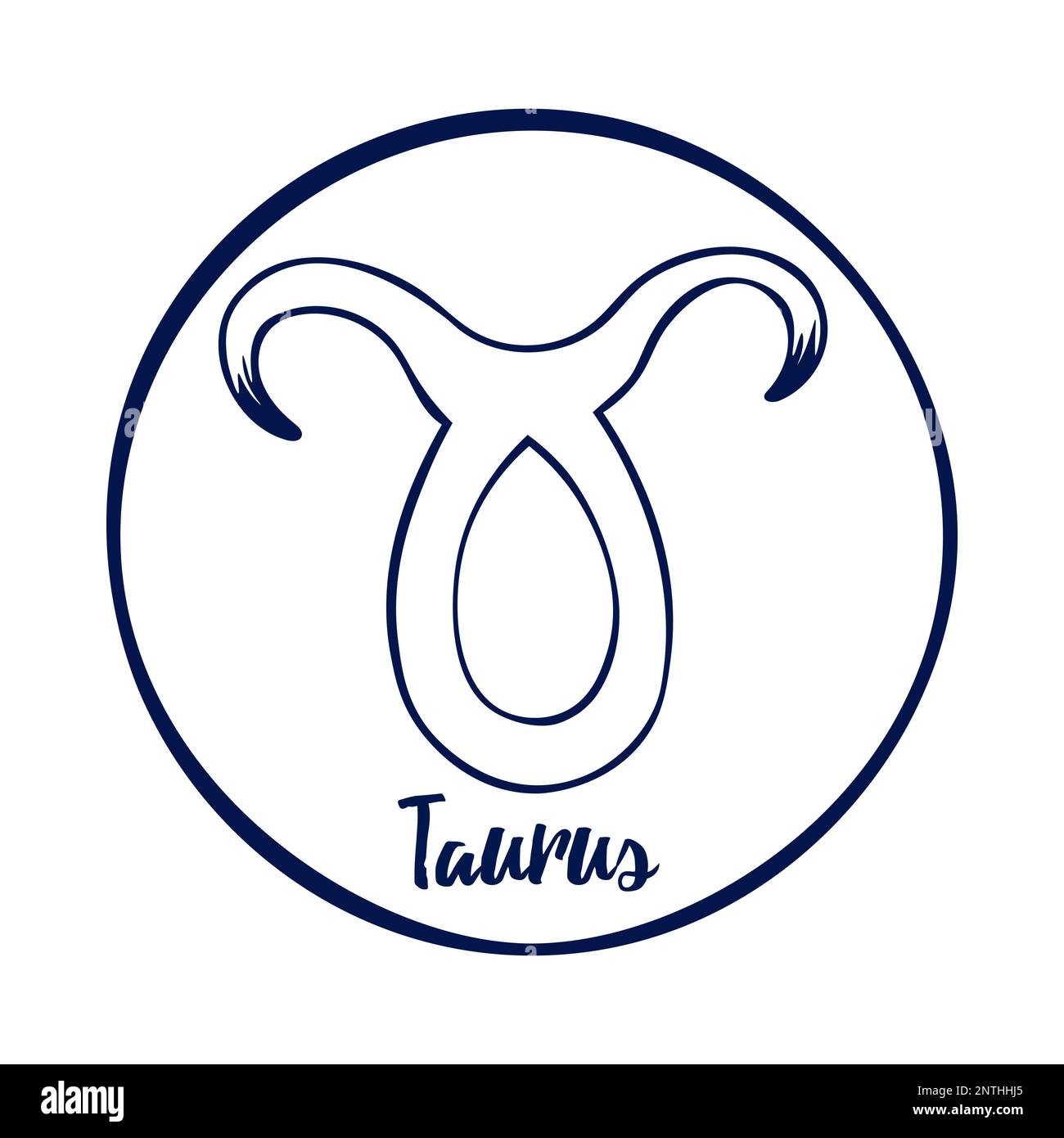 Handgezeichnete Zodiak-Schilder. Weiße Taurus-Zodiac-Symbole auf weißem ...