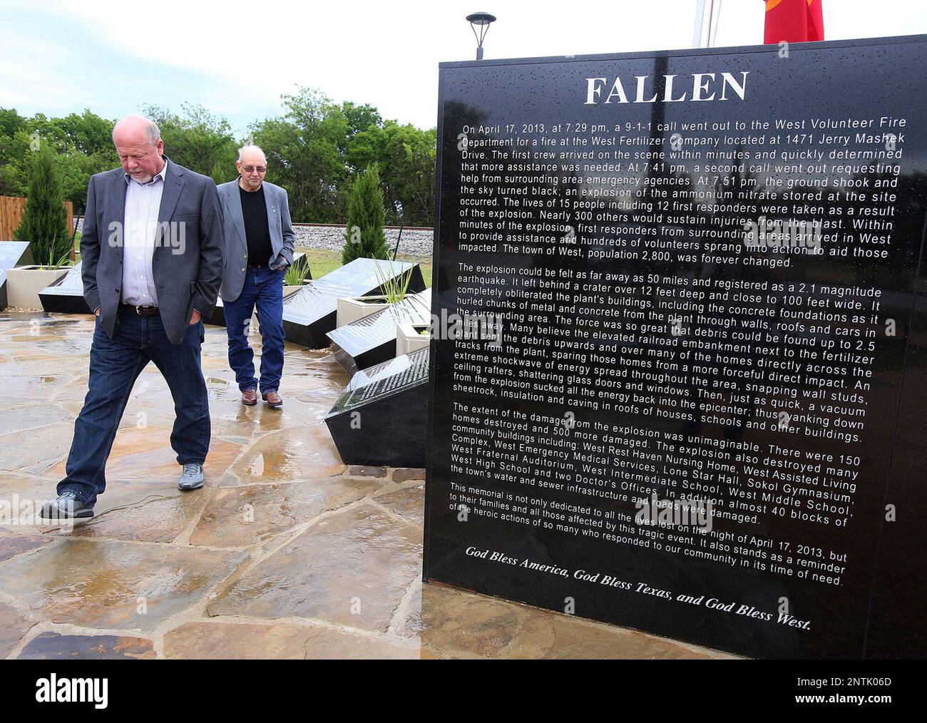 West Mayor Tommy Muska, left, and Joe Pustejovsky, right, who's son was ...