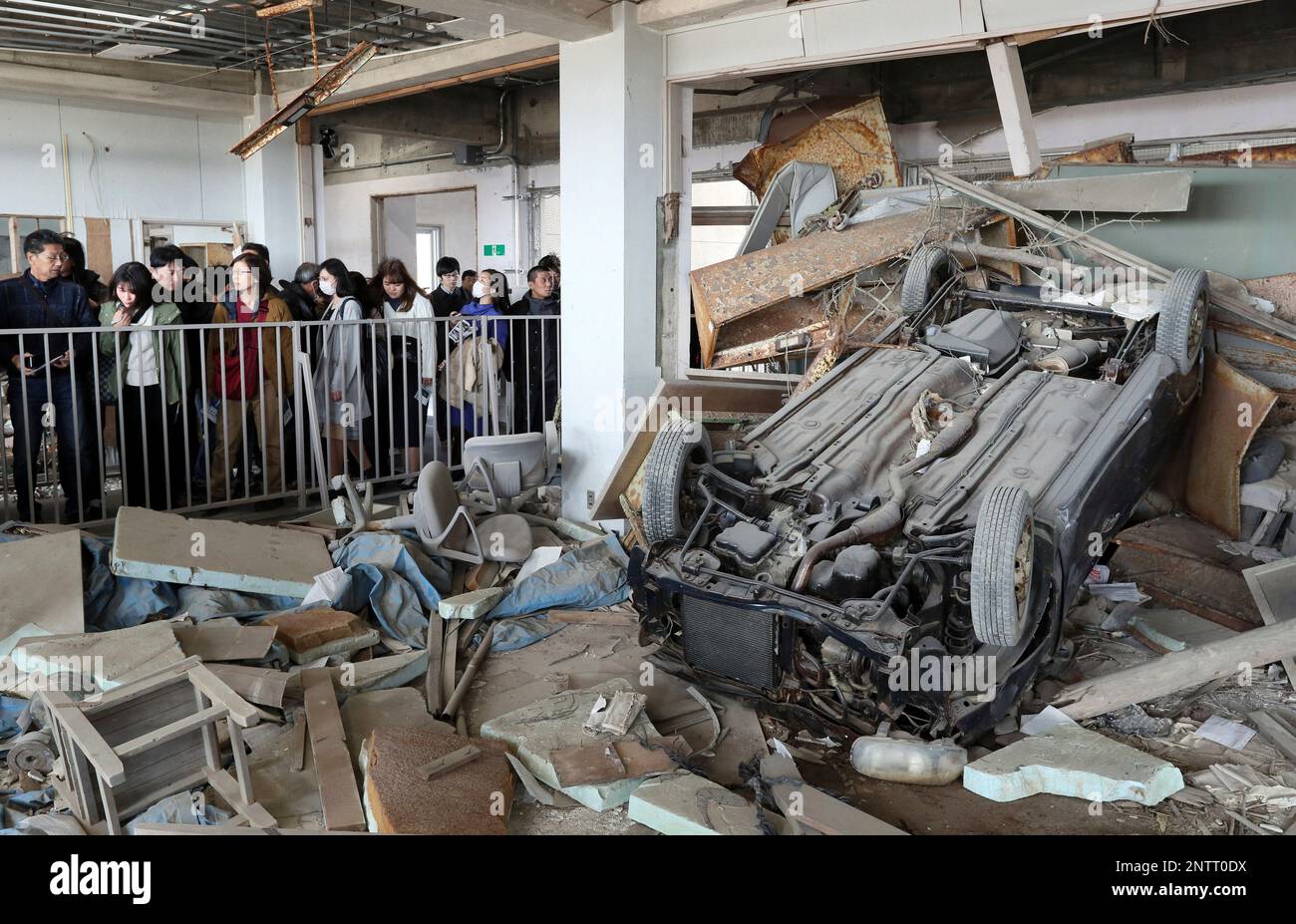 People view tsunami damaged Miyagi Prefectural Kesennuma Koyo High ...