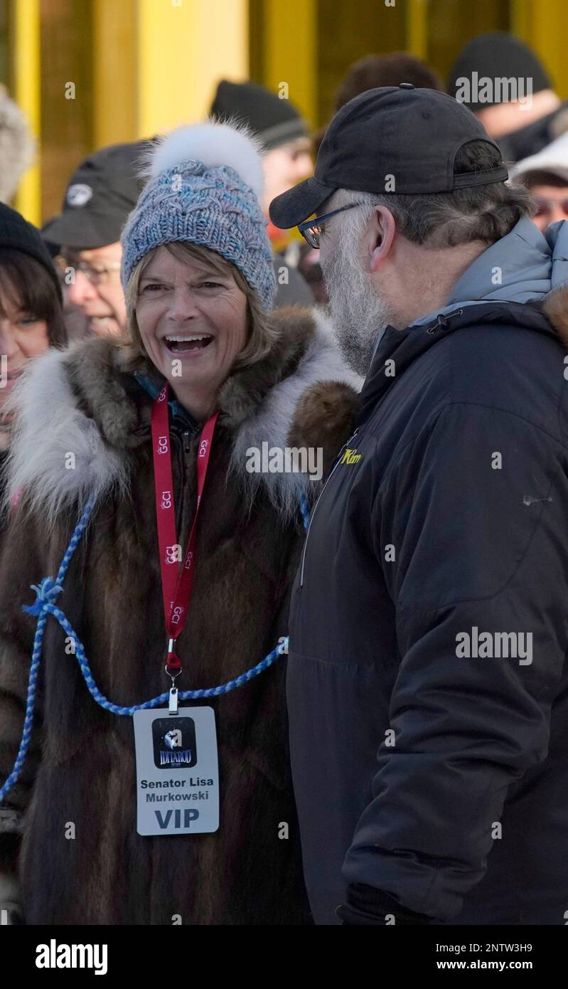 Alaska senator Lisa Murkowski talks with Iditarod race director Mark ...