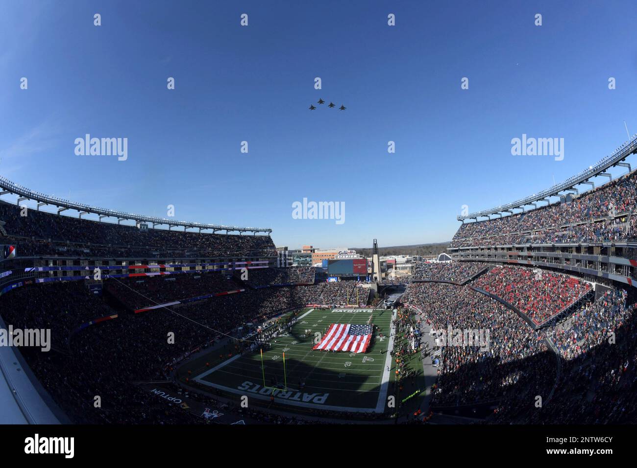General overall view of military jet fighter plane flyover at Gillette ...