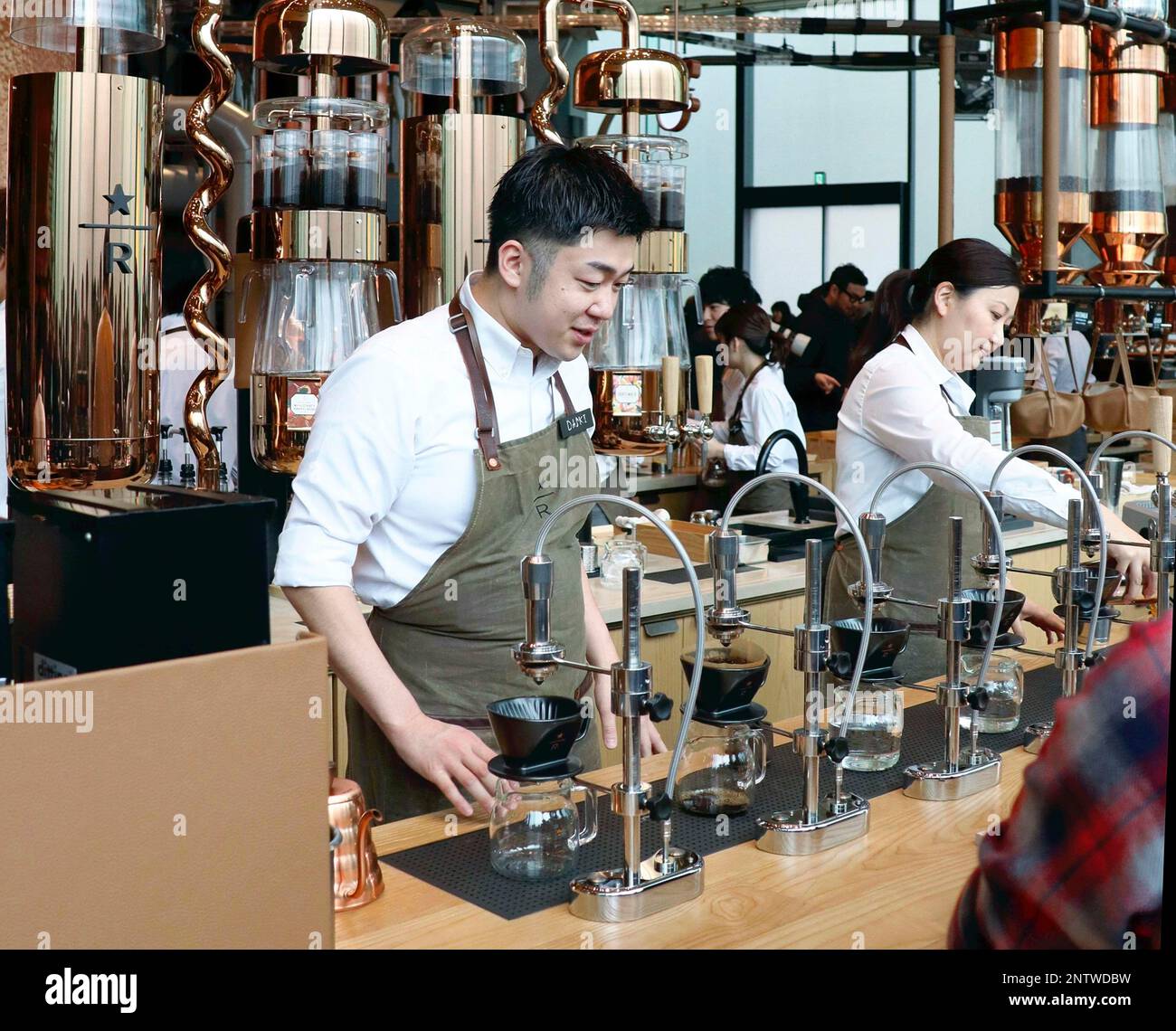 Starbucks Reserve Roastery Tokyo is shown to media in Meguro, Tokyo on ...