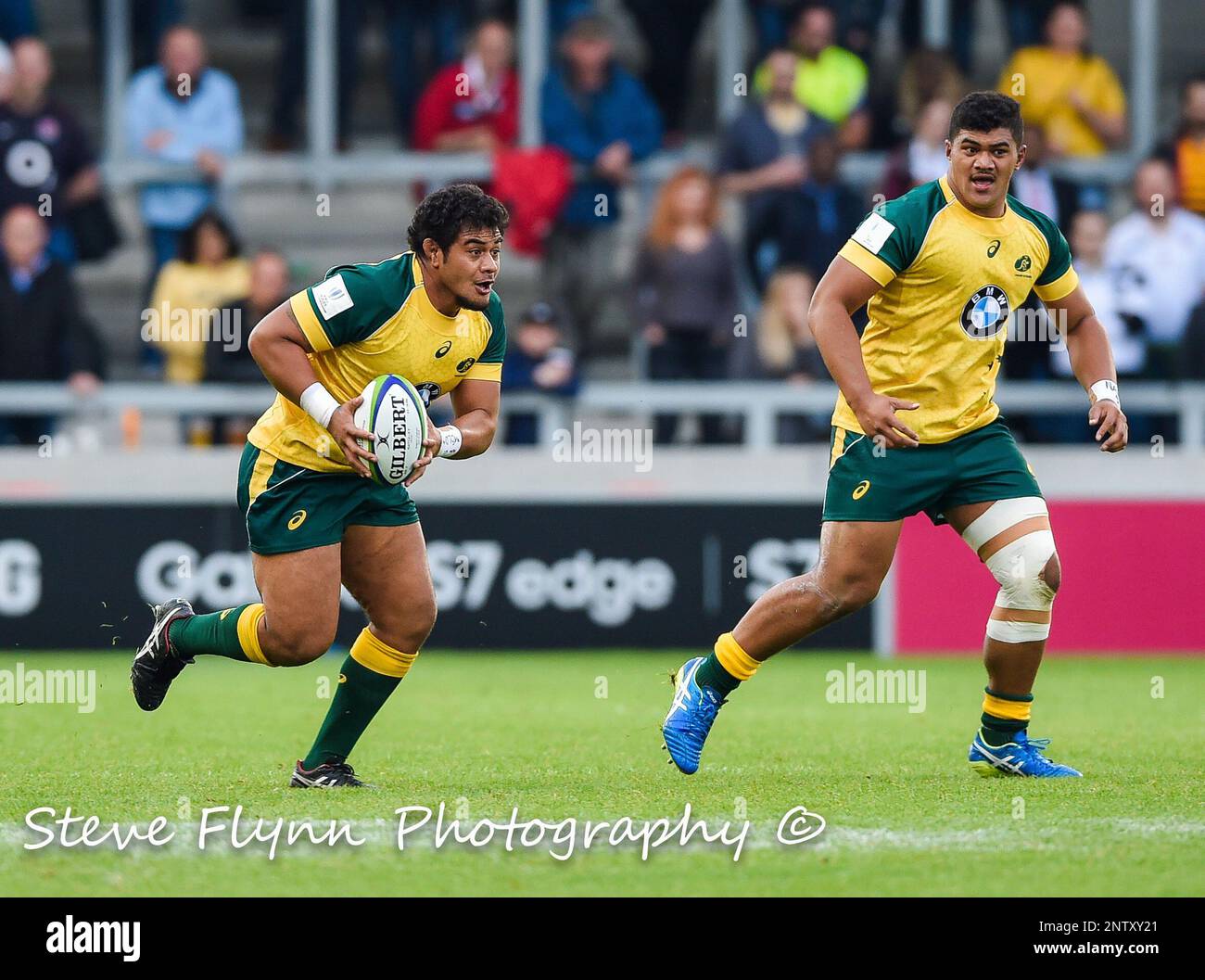Australia prop Tyrel Lomax runs at the England defence during the World ...