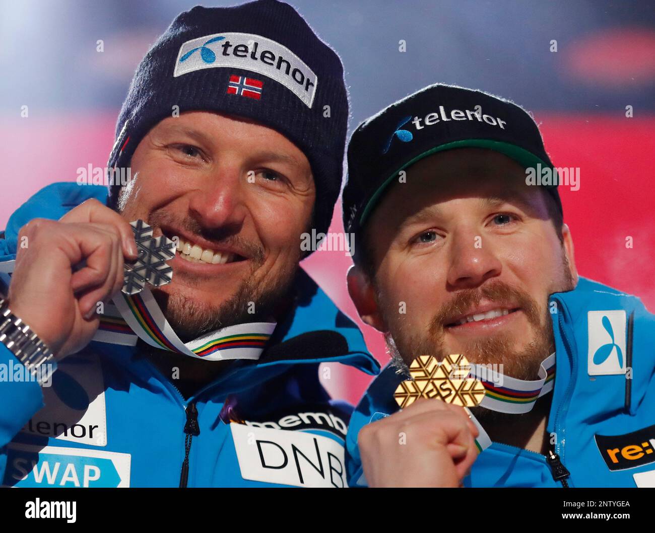 From left, runner-up Norway's Aksel Lund Svindal and the winner Norway ...