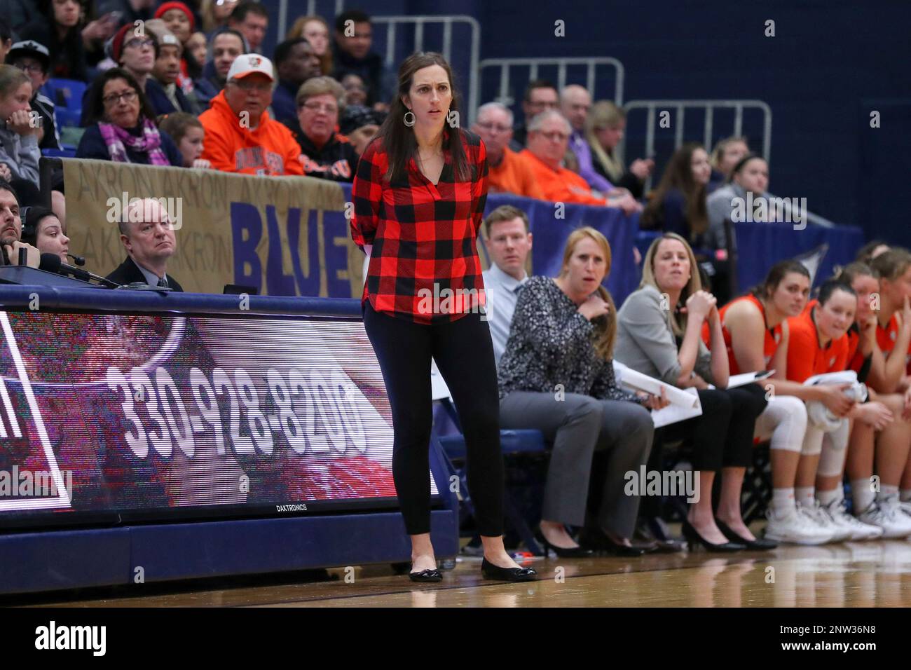 AKRON, OH - JANUARY 12: Bowling Green Falcons head coach Robyn Fralick ...
