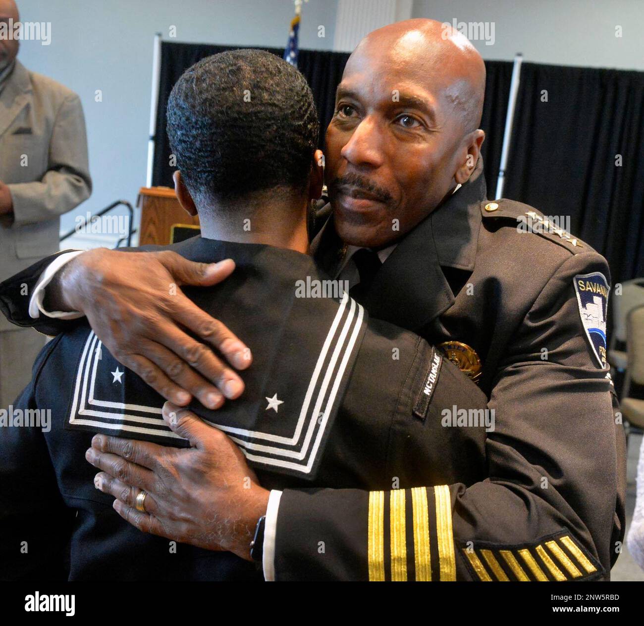 New Savannah Police Chief Roy Minter gives his son, Petty Officer ...