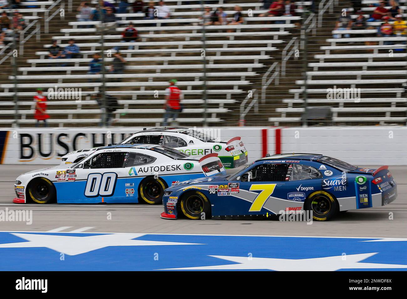Cole Custer (00), Tyler Reddick (9) and Justin Allgaier (7) during the ...